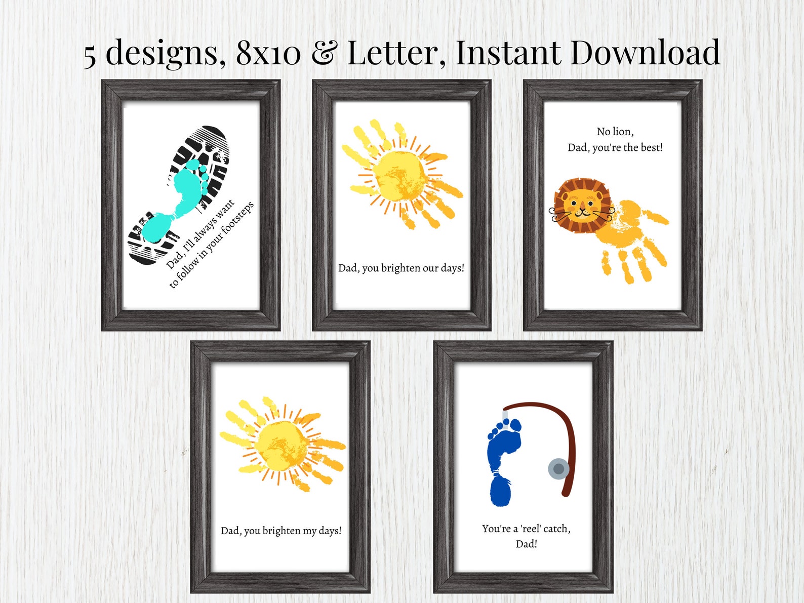 Father's Day Handprint Art Printable, DIY Gift for Dad, Happy Father's ...