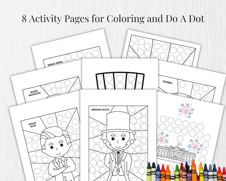 Presidents Day Activities Bundle, Dot Marker Coloring Pages Kids Dot ...