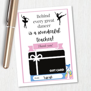 Dance Teacher Gift Card Holder, Dance Teacher Gift Tag Printable, Dance ...