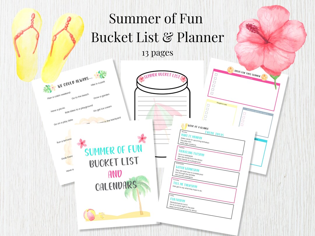 Summer Bucket List Printable Template, Kid Summer Schedule, Planning ...