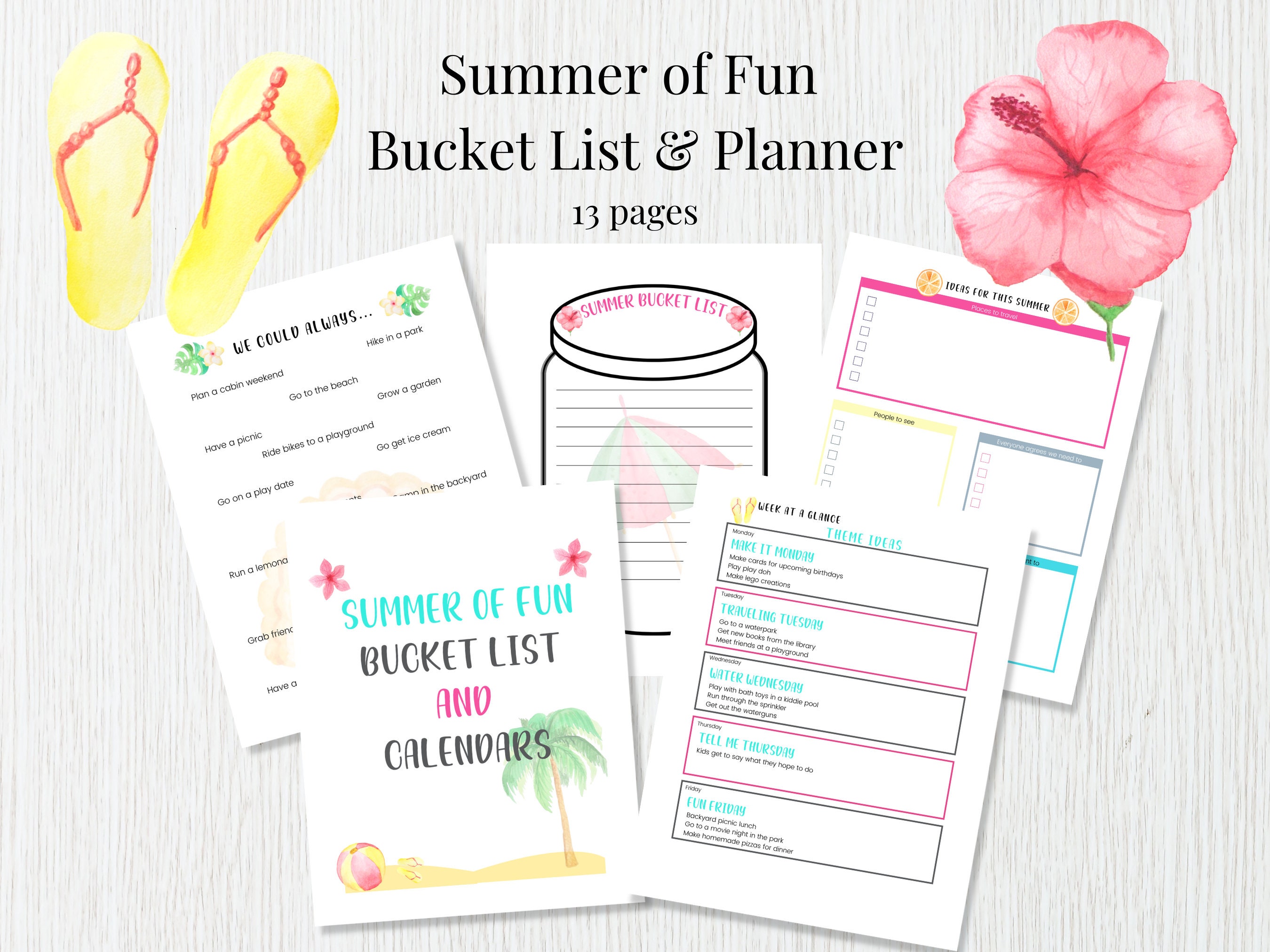 Summer Bucket List Printable Template, Kid Summer Schedule, Planning ...