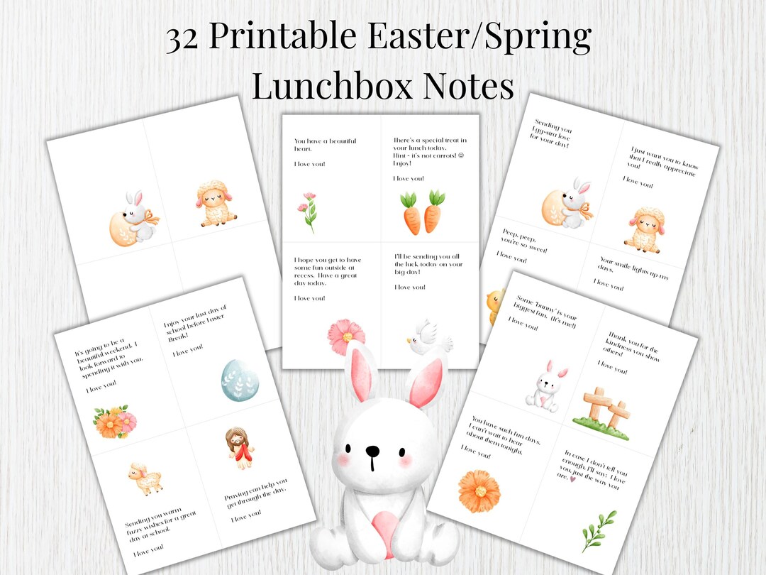 Lunch Box Notes for Kids for Spring & Easter Lunch Notes for Kids ...