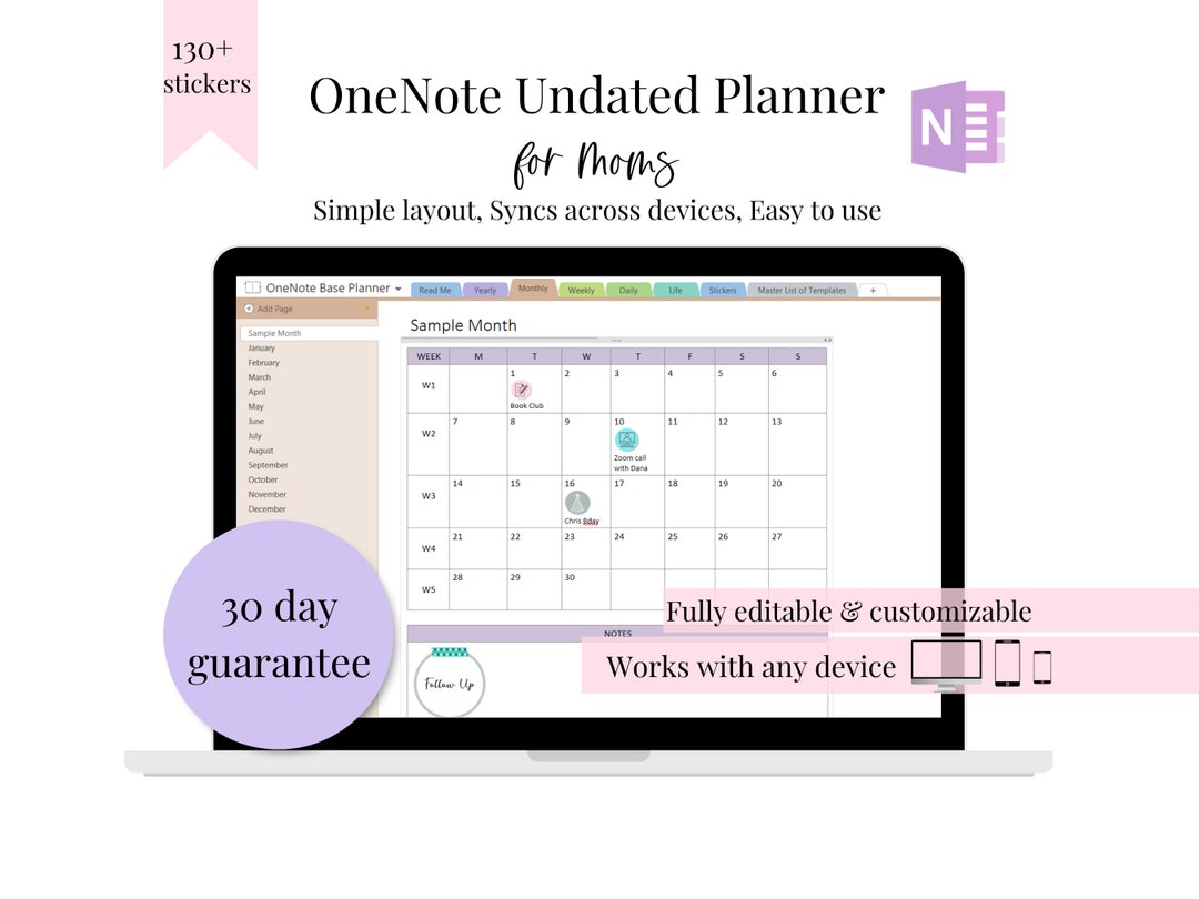 Onenote Digital Planner for Moms, Onenote Planner, One Note Digital ...