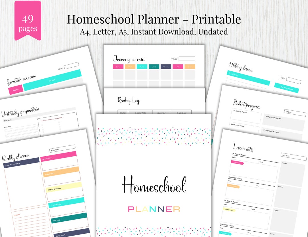 Homeschool Planner Printable Undated, Homeschool Schedule, Lesson ...