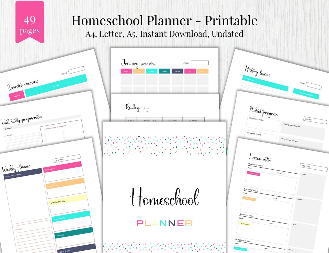 Homeschool Planner Printable Undated Homeschool Schedule - Etsy