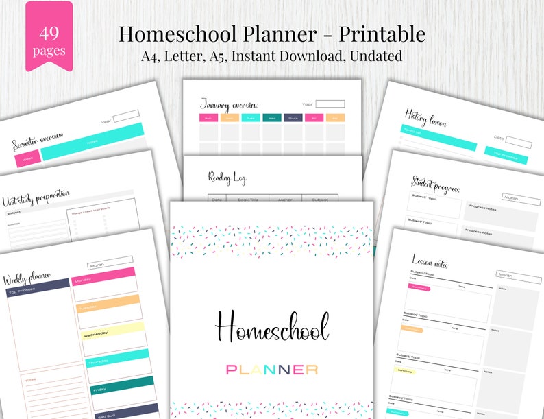Homeschool Planner Printable Undated, Homeschool Schedule, Lesson ...