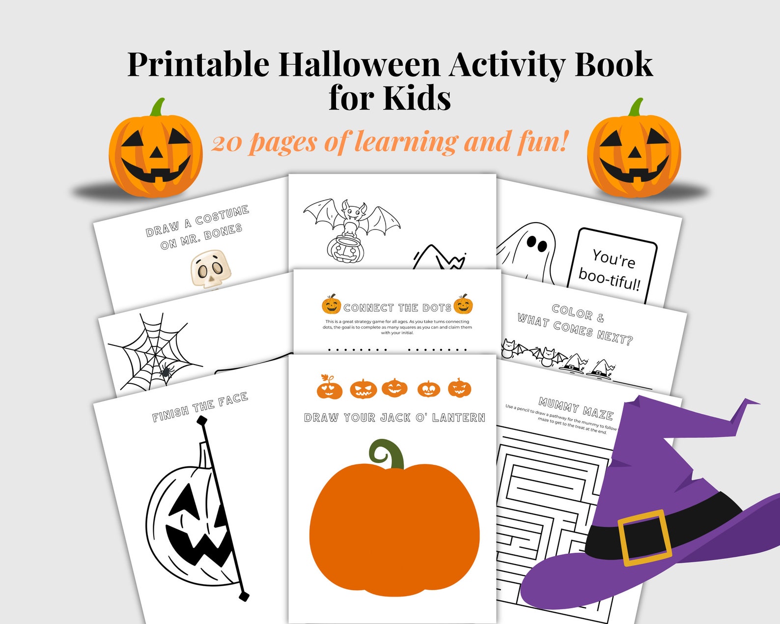 Halloween Activity Book for Kids Printable, Halloween Maze, Halloween ...