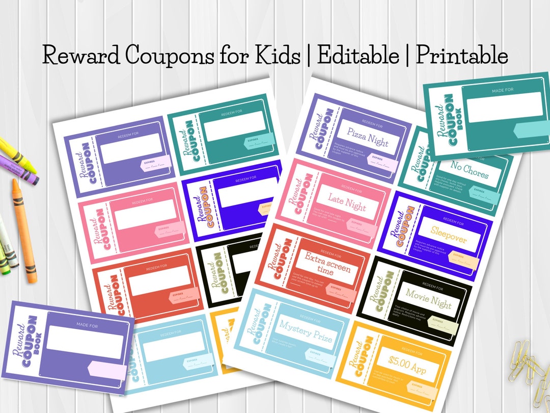 Reward Coupon Book for Kids Printable, Mom Bucks, Custom Coupon Book ...