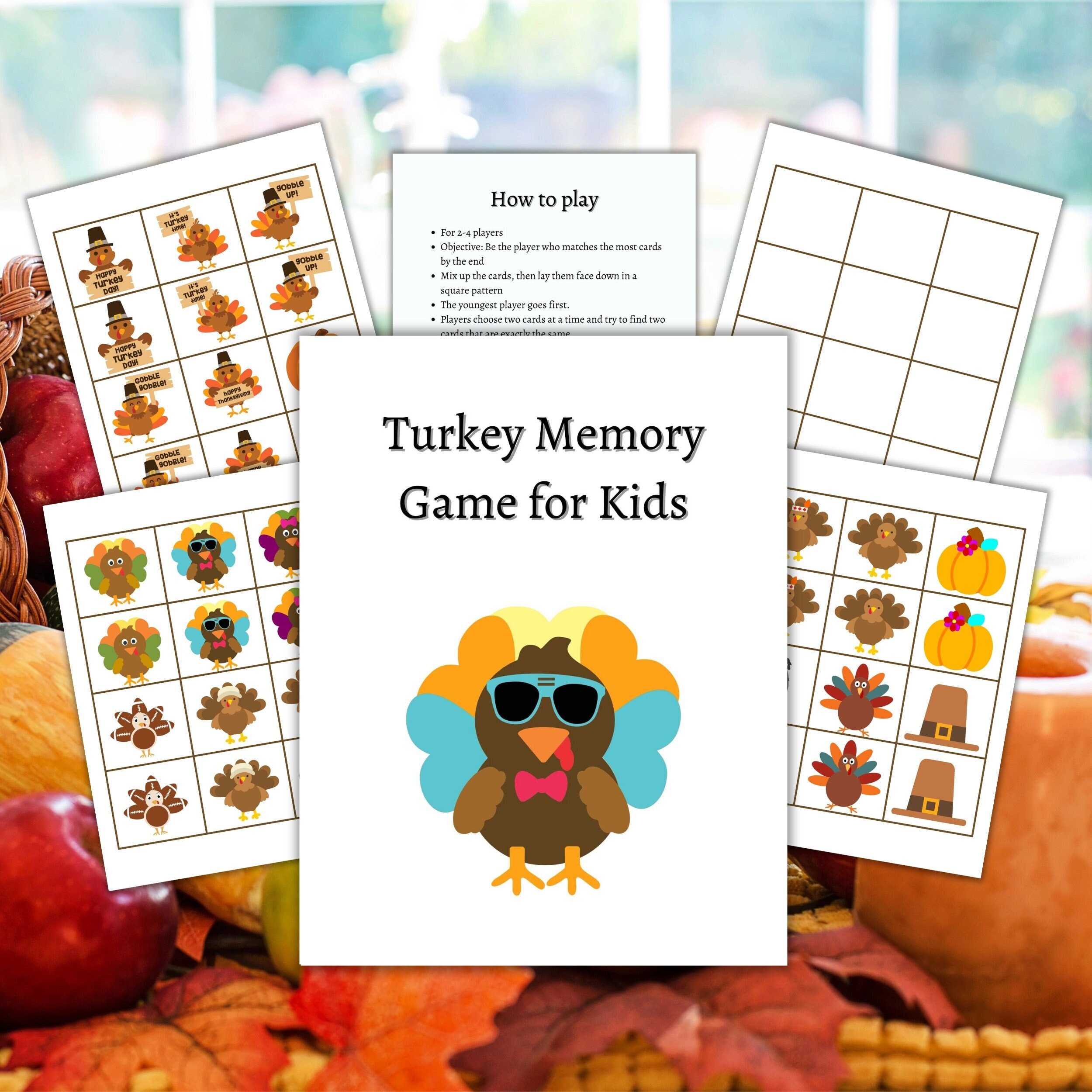 Thanksgiving Memory Game Printable Thanksgiving Activities | Etsy