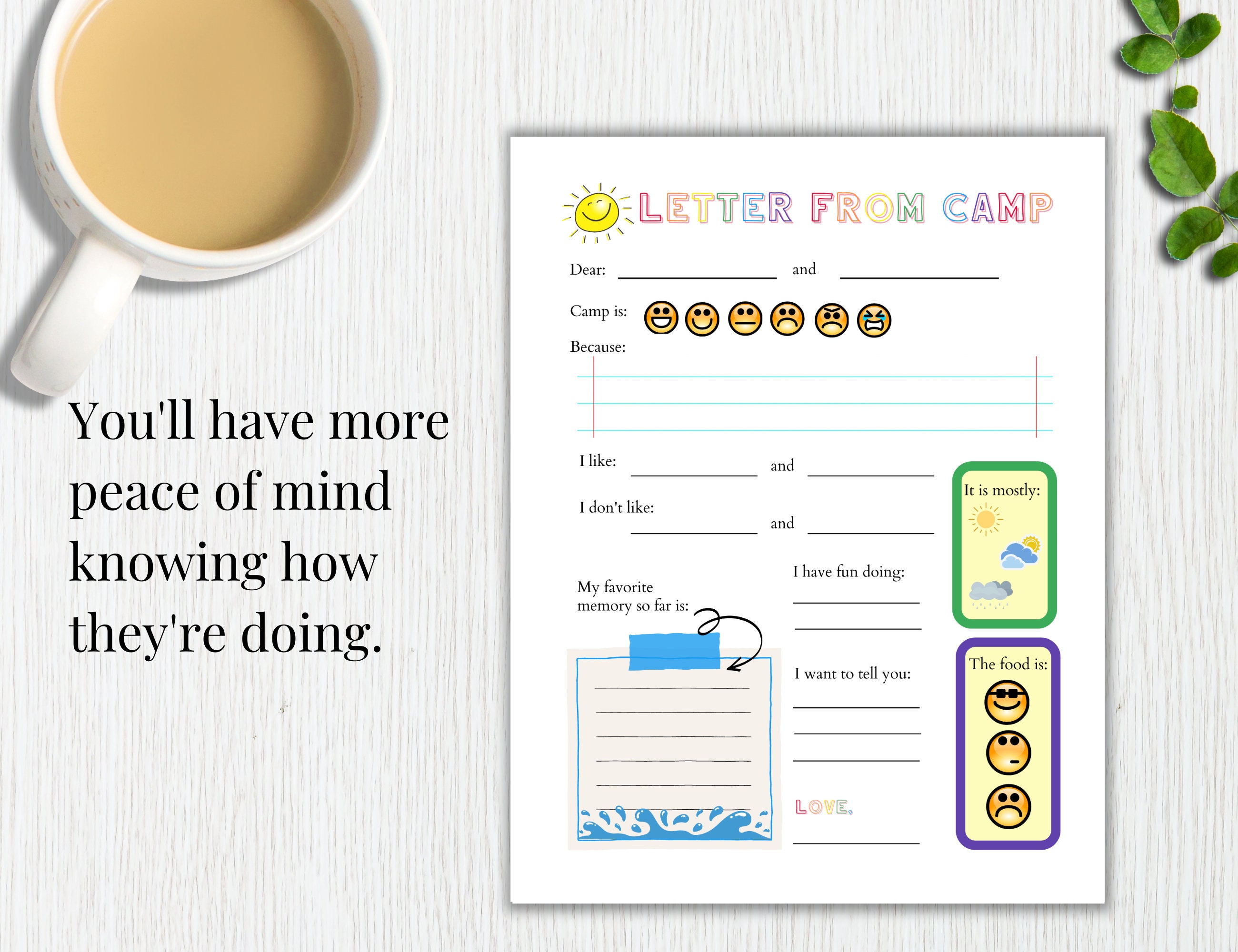 Letter From Camp Printable, Summer Camp Stationery for Kids, Summer ...