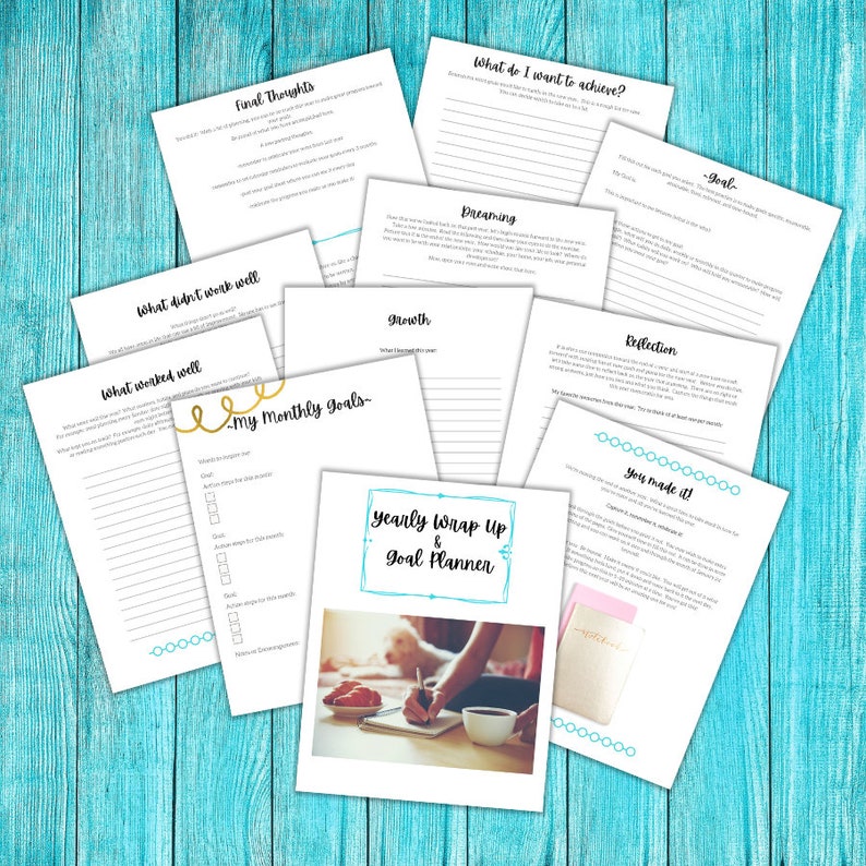 Goal Journal, Goal Planner Printable, Yearly Wrap up Workbook, SMART ...