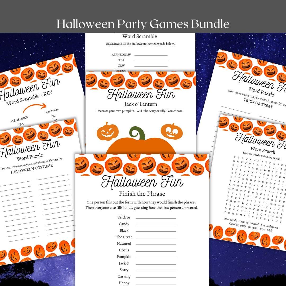 Halloween Party Games Printable | Finish the Phrase | Halloween Night ...