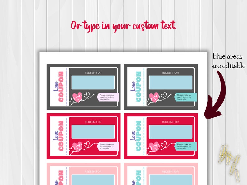 Love Coupons Book, Valentine Coupons, Custom Coupon Book for Valentine ...