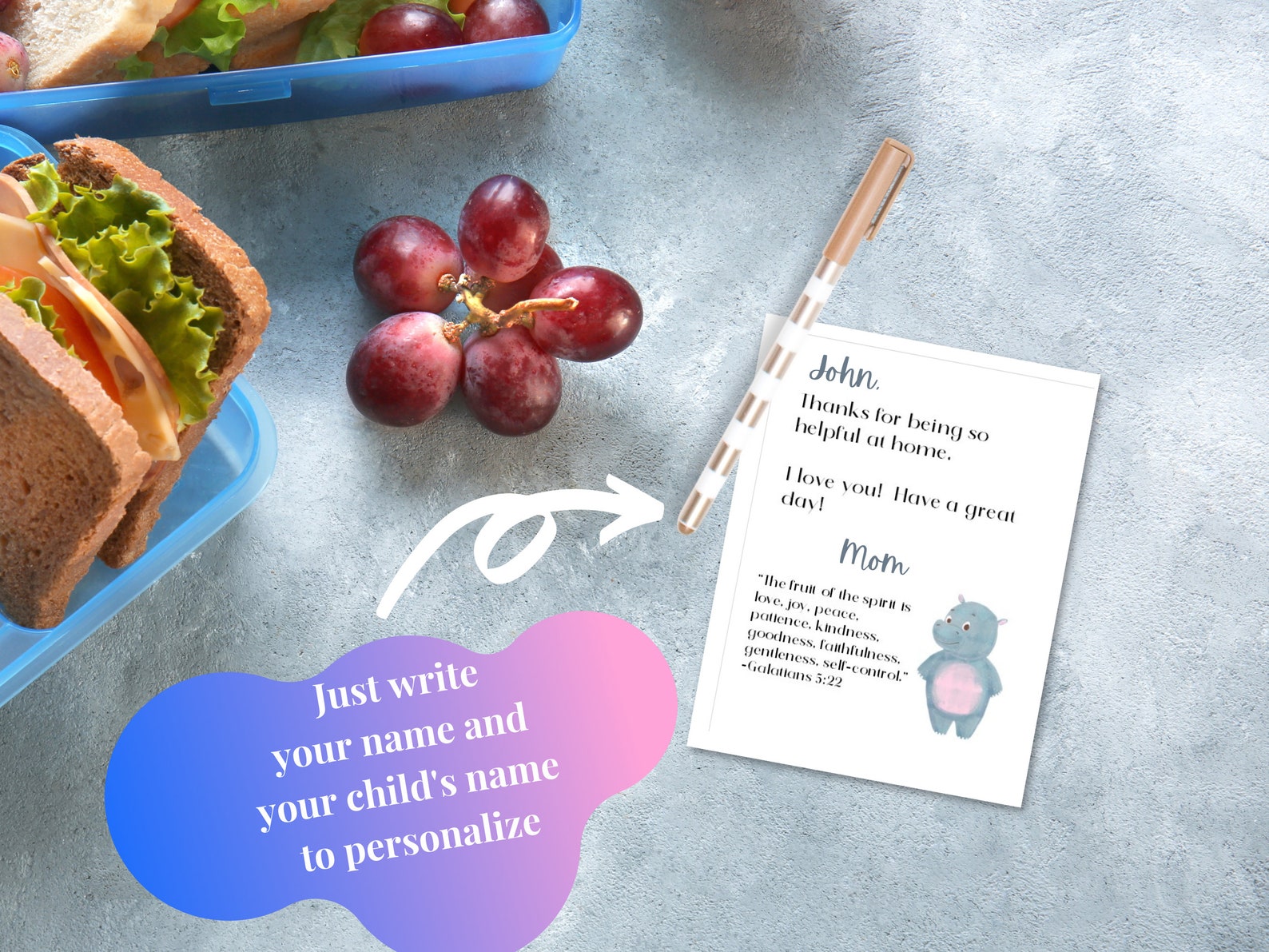 Lunchbox Notes for Kids With Bible Verses, Lunch Notes for Kids, Lunch ...