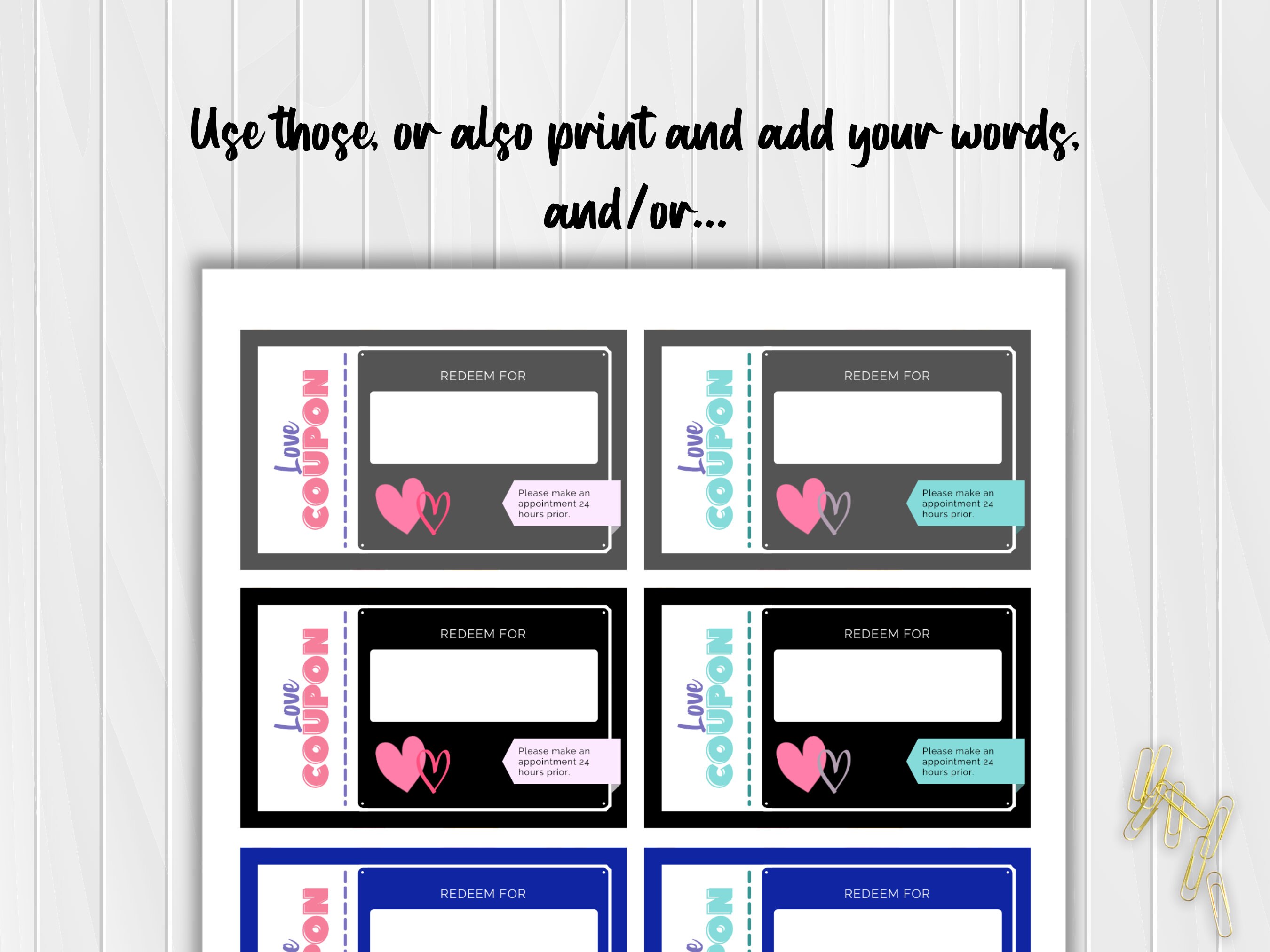Love Coupons Book, Custom Coupon Book, Editable, Printable, Anniversary ...