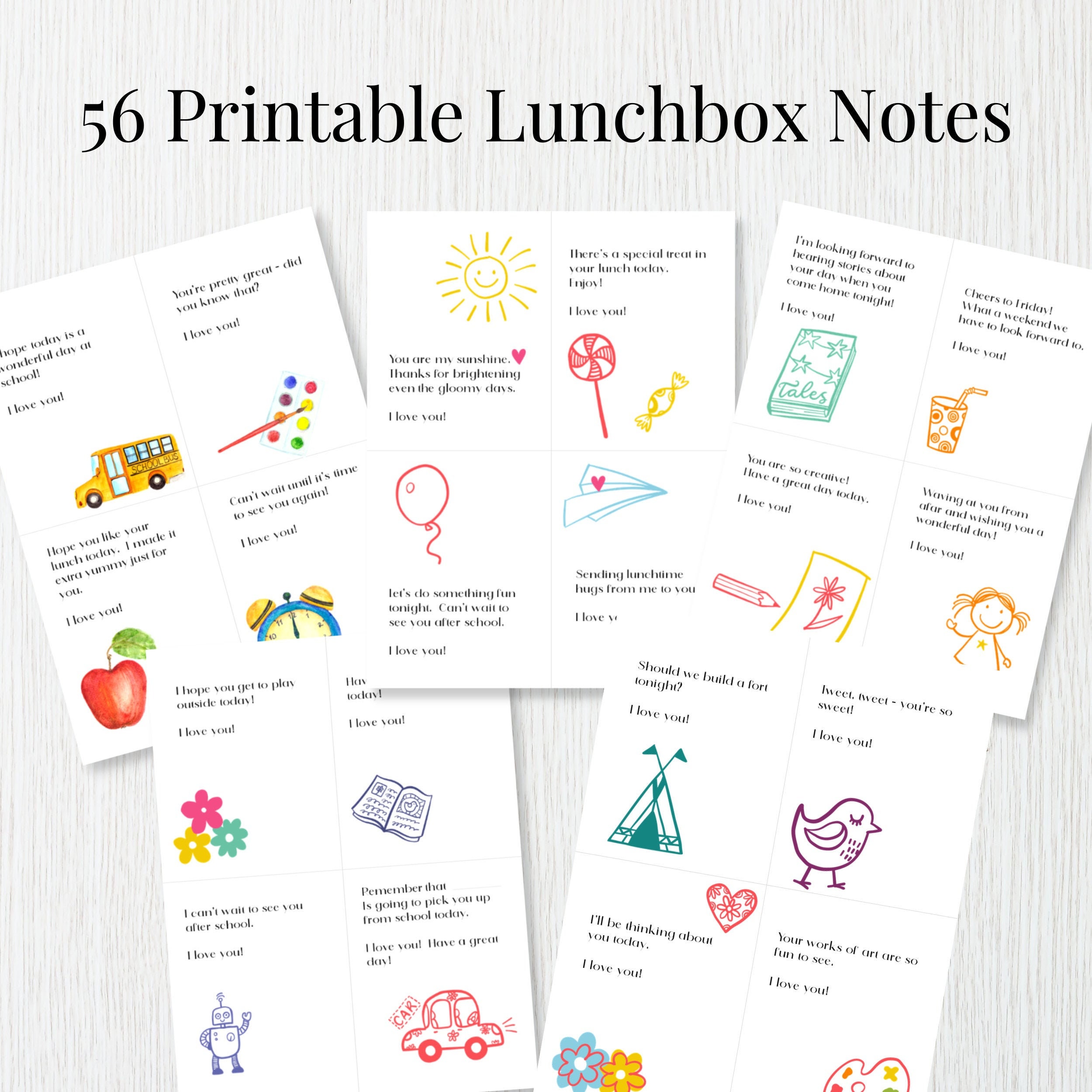 Lunch Box Notes for Kids Lunch Notes for Kids. Love Notes to - Etsy