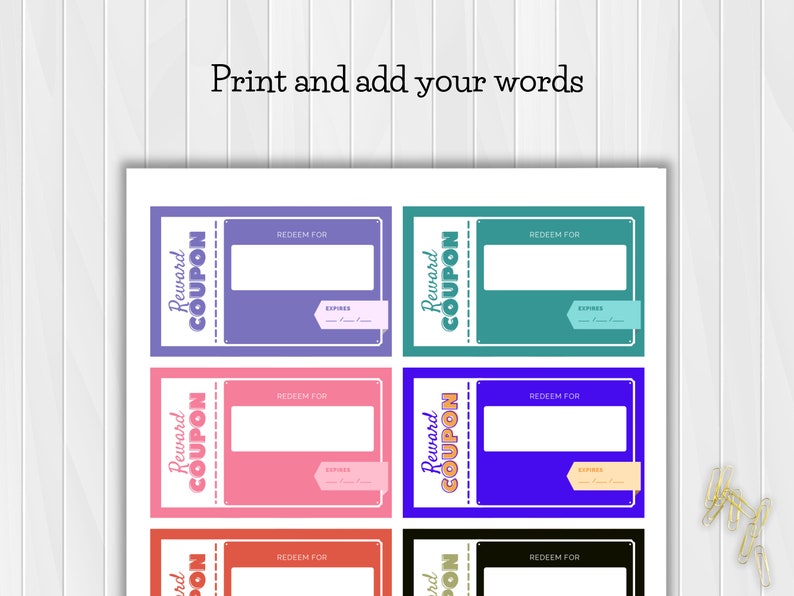 Reward Coupon Book for Kids Printable, Mom Bucks, Custom Coupon Book ...