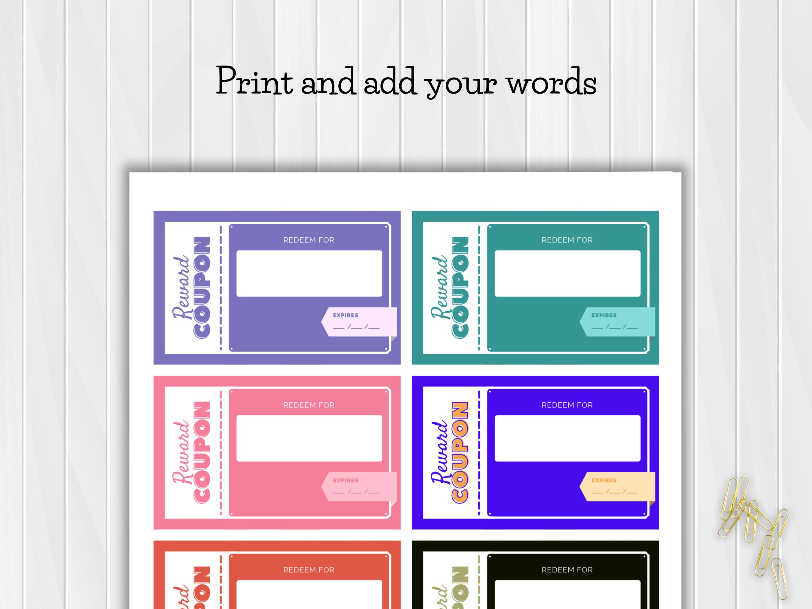 Reward Coupon Book for Kids Printable, Mom Bucks, Custom Coupon Book ...