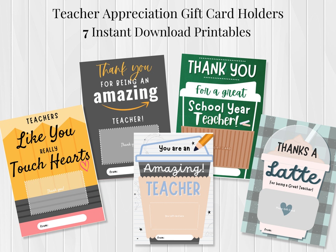 Teacher Appreciation Week Printable, Gift Card Holders, Teacher End of ...