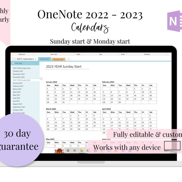 One Note Monthly Planner - Etsy
