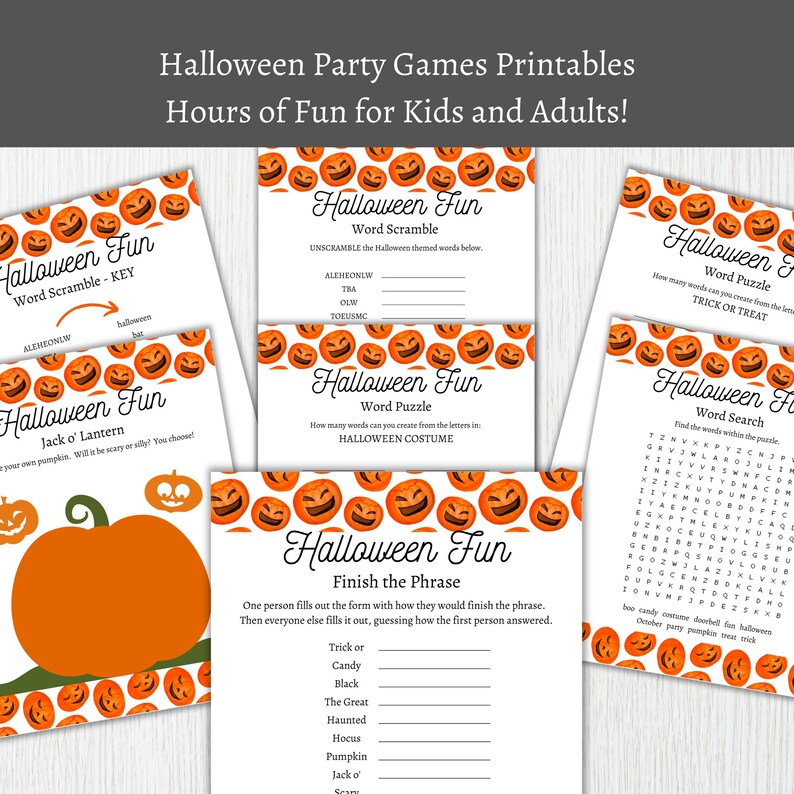 Halloween Party Games Printable | Finish the Phrase | Halloween Night ...