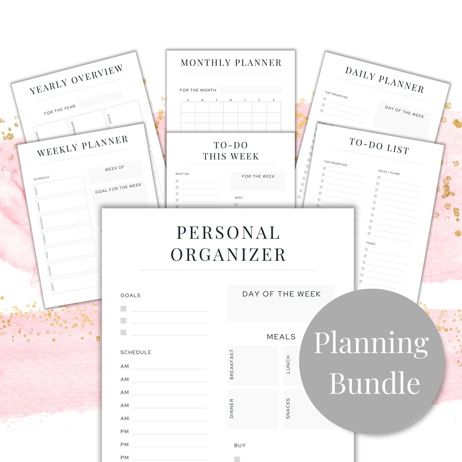 Minimalist Daily Planner Printable, Weekly Planning, Monthly, 2025 ...