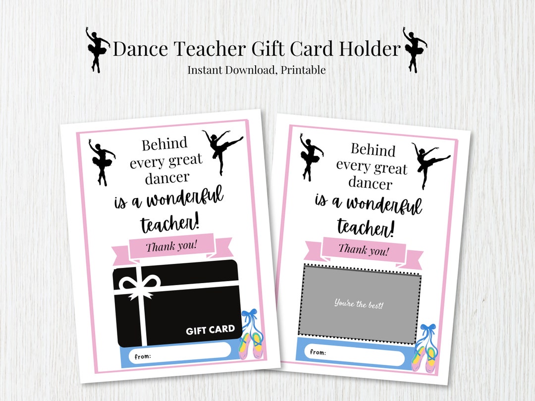 Dance Teacher Gift Card Holder, Dance Teacher Gift Tag Printable, Dance ...