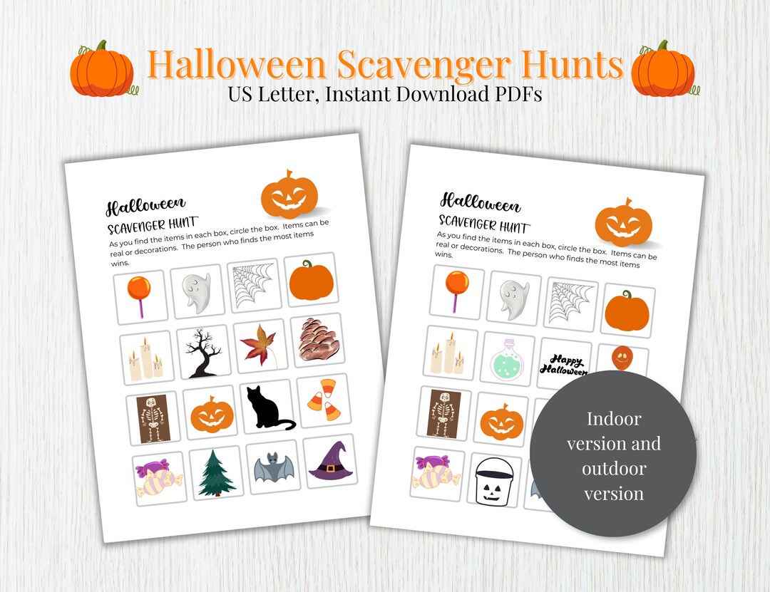 Halloween Scavenger Hunt for Kids, Halloween Games for Kids, Halloween ...