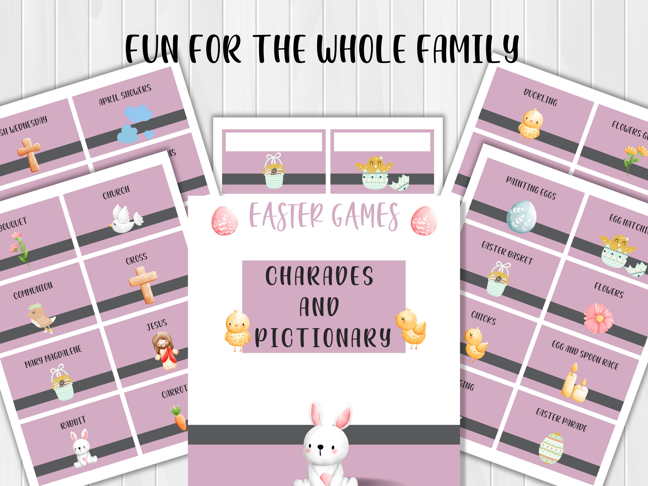 Easter Party Games, Pictionary and Charades, Games for Kids, Printable ...