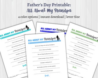 Printable All About My Grandpa Coloring Page Gifts From Kids - Etsy