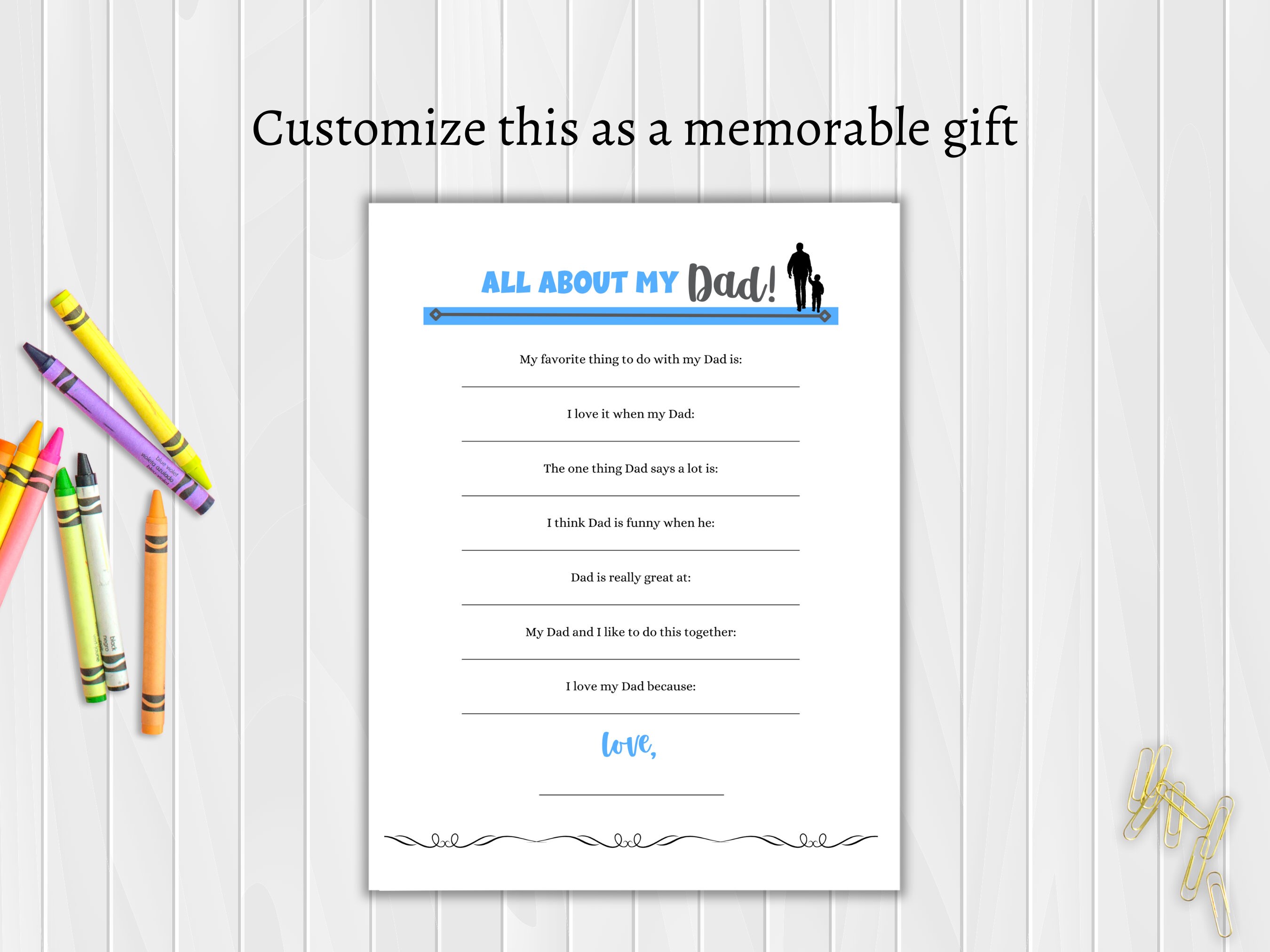All About Dad Printable Letter Questionnaire, Father's Day Gift From ...