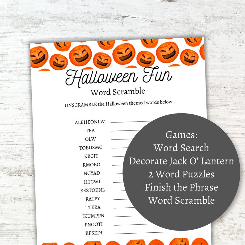 Halloween Party Games Printable | Finish the Phrase | Halloween Night ...