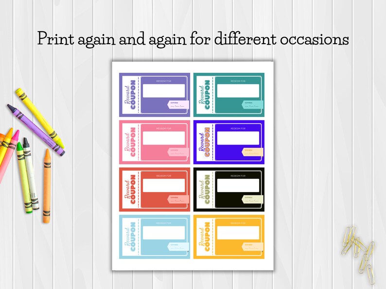 Reward Coupon Book for Kids Printable, Mom Bucks, Custom Coupon Book ...
