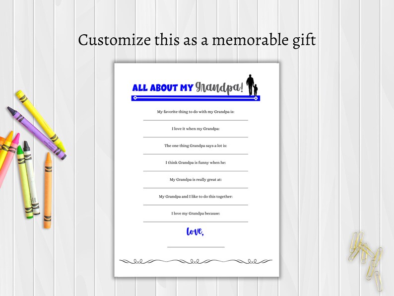 All About My Grandpa Printable Letter, Grandpa Father's Day Card ...