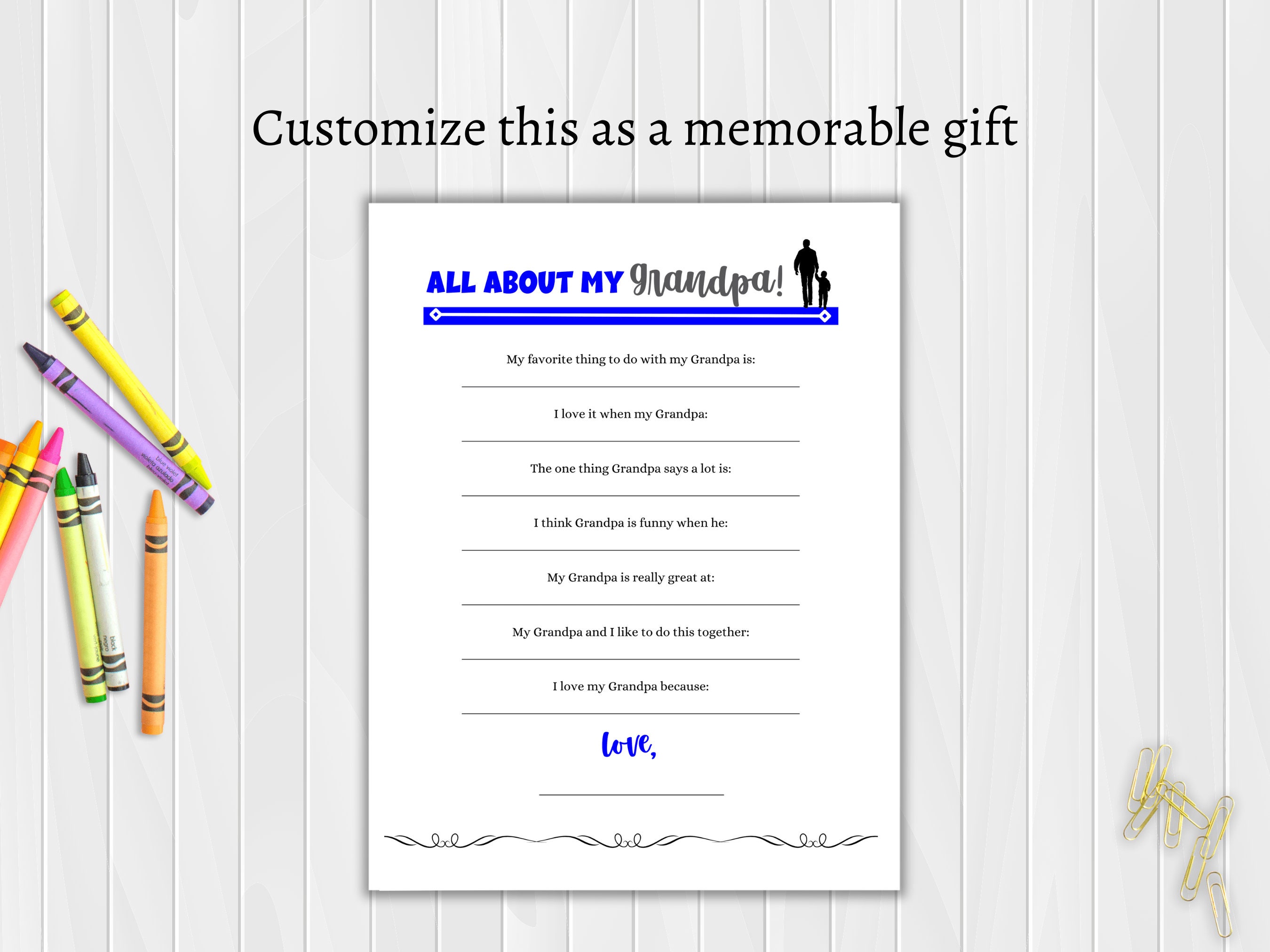 All About My Grandpa Printable Letter, Grandpa Father's Day Card ...
