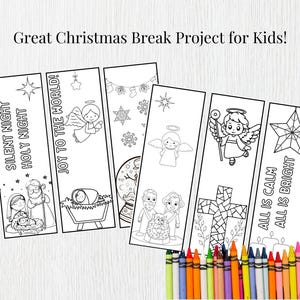 Christmas Coloring Bookmarks for Christians, Printable Sunday School ...