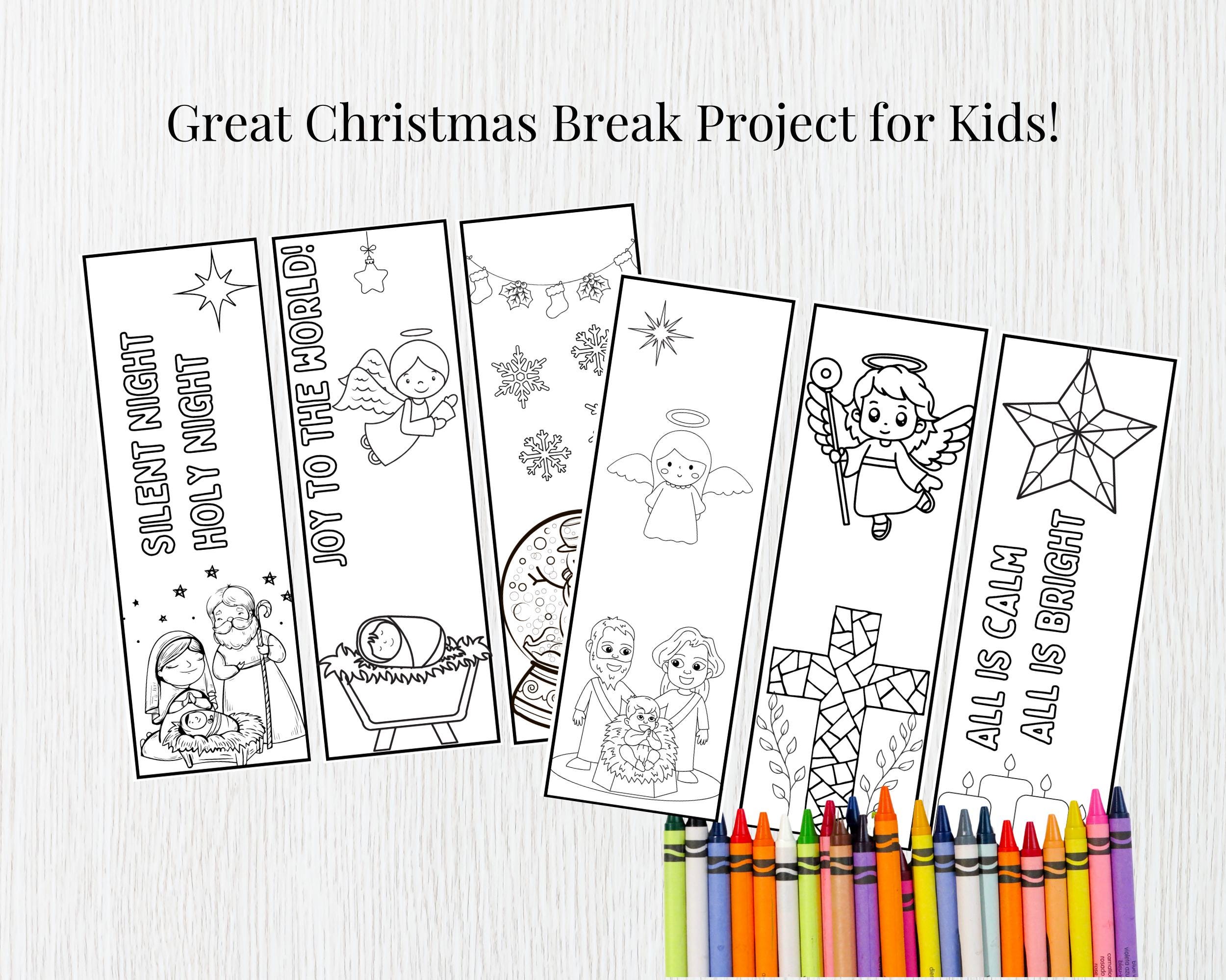 Christmas Coloring Bookmarks for Christians, Printable Sunday School ...