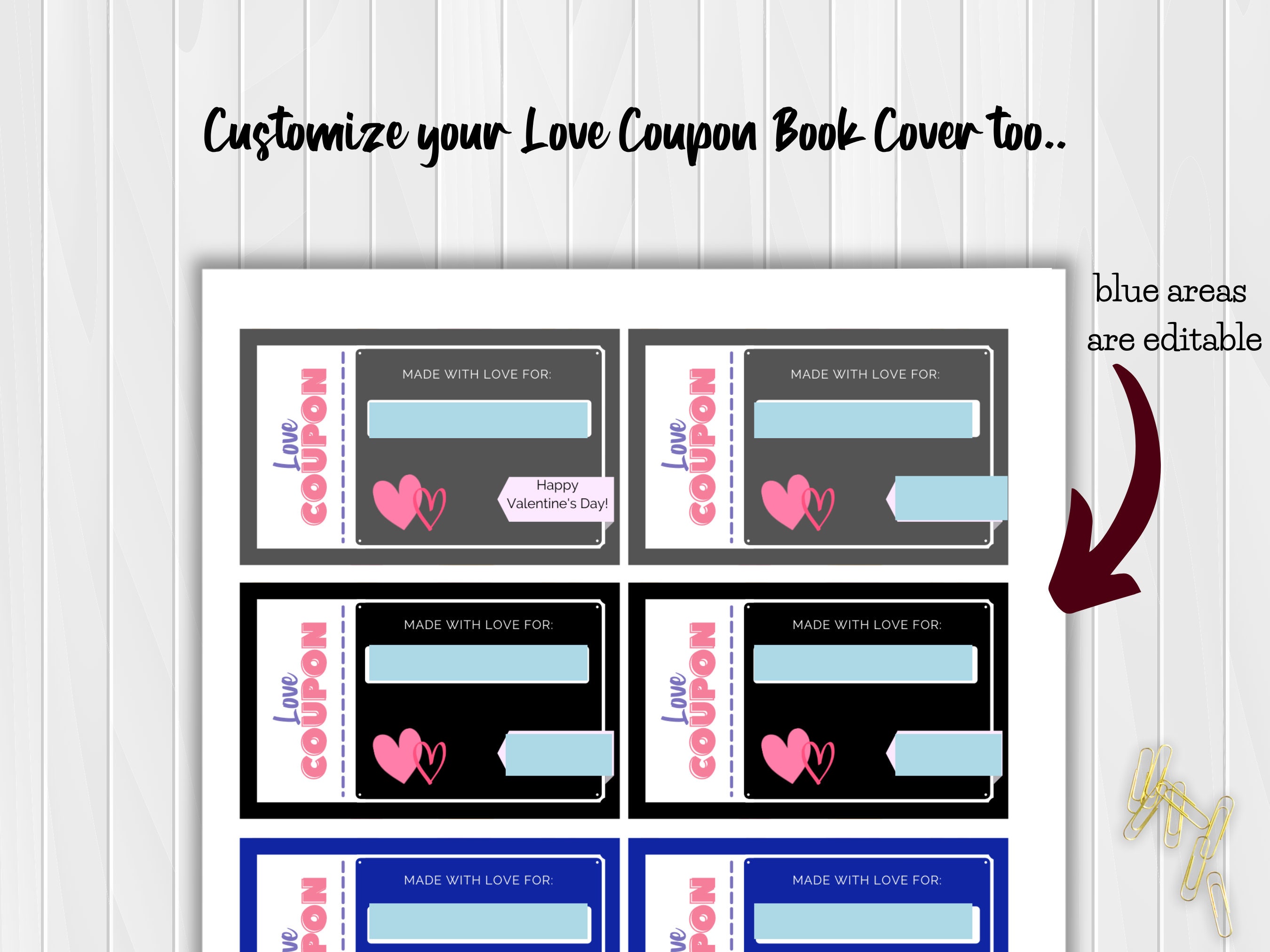 Love Coupons Book, Custom Coupon Book, Editable, Printable, Anniversary ...