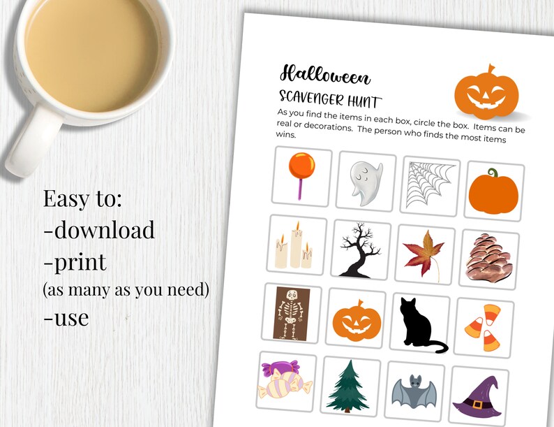 Halloween Scavenger Hunt for Kids, Halloween Games for Kids, Halloween ...