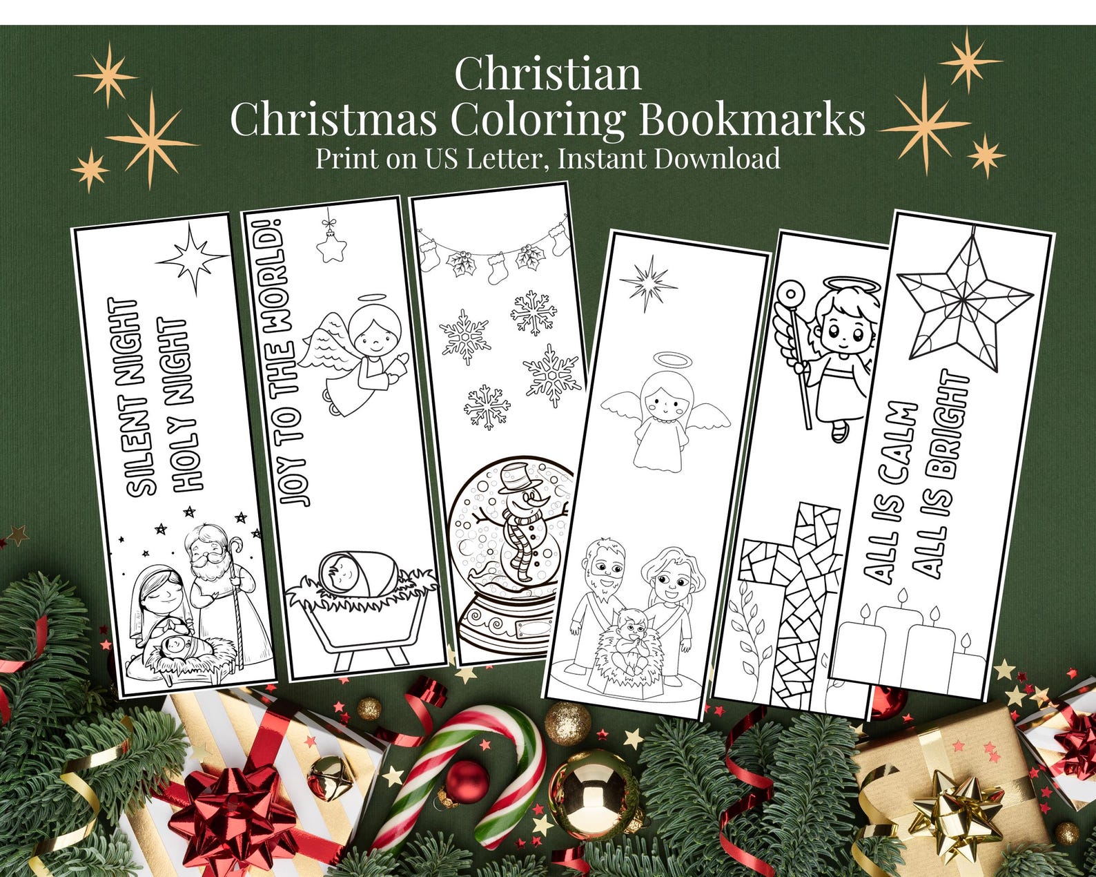 Christmas Coloring Bookmarks for Christians, Printable Sunday School ...