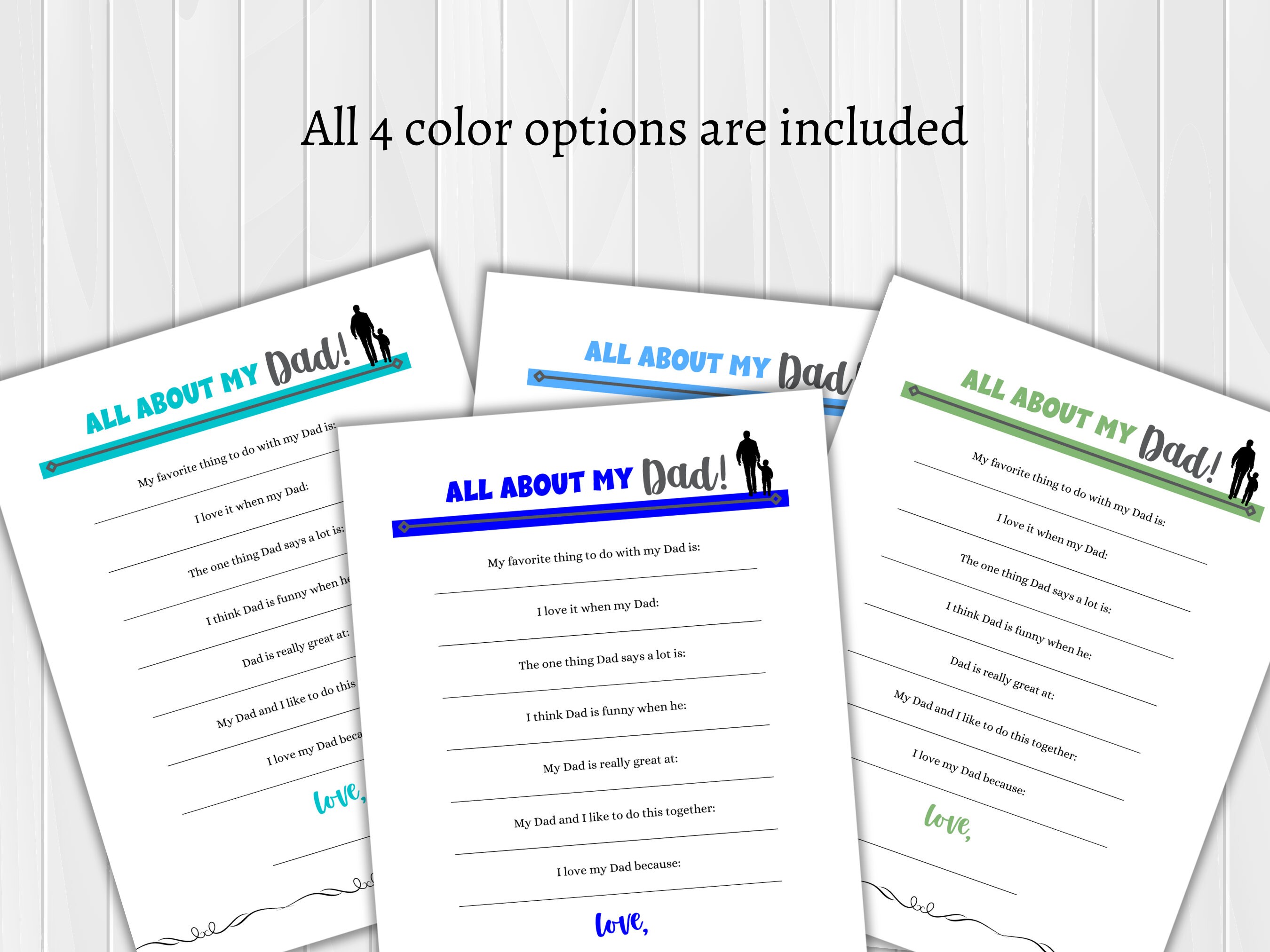 All About Dad Printable Letter Questionnaire, Father's Day Gift From ...