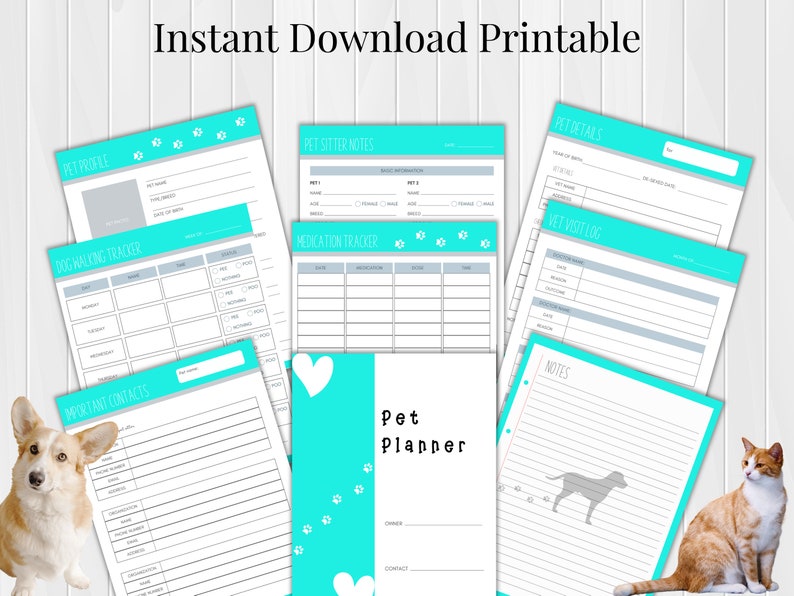 Pet Planner Printable Pet Care Log Pet Sitter Instructions - Etsy