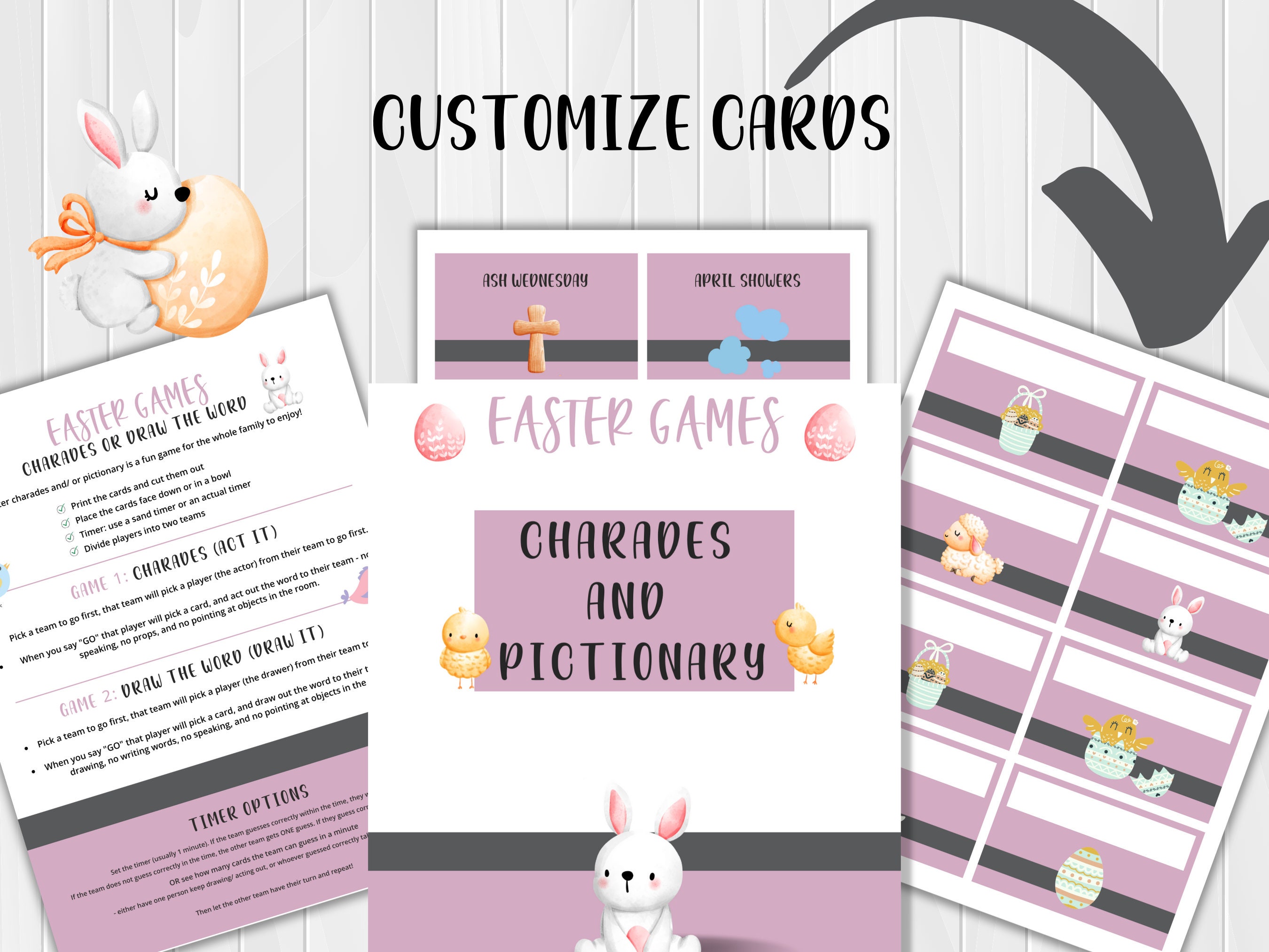 Easter Party Games, Pictionary and Charades, Games for Kids, Printable ...