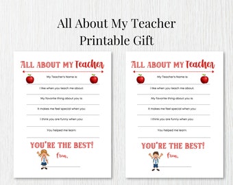 All About My Teacher End of School Year Teacher Appreciation Gift ...