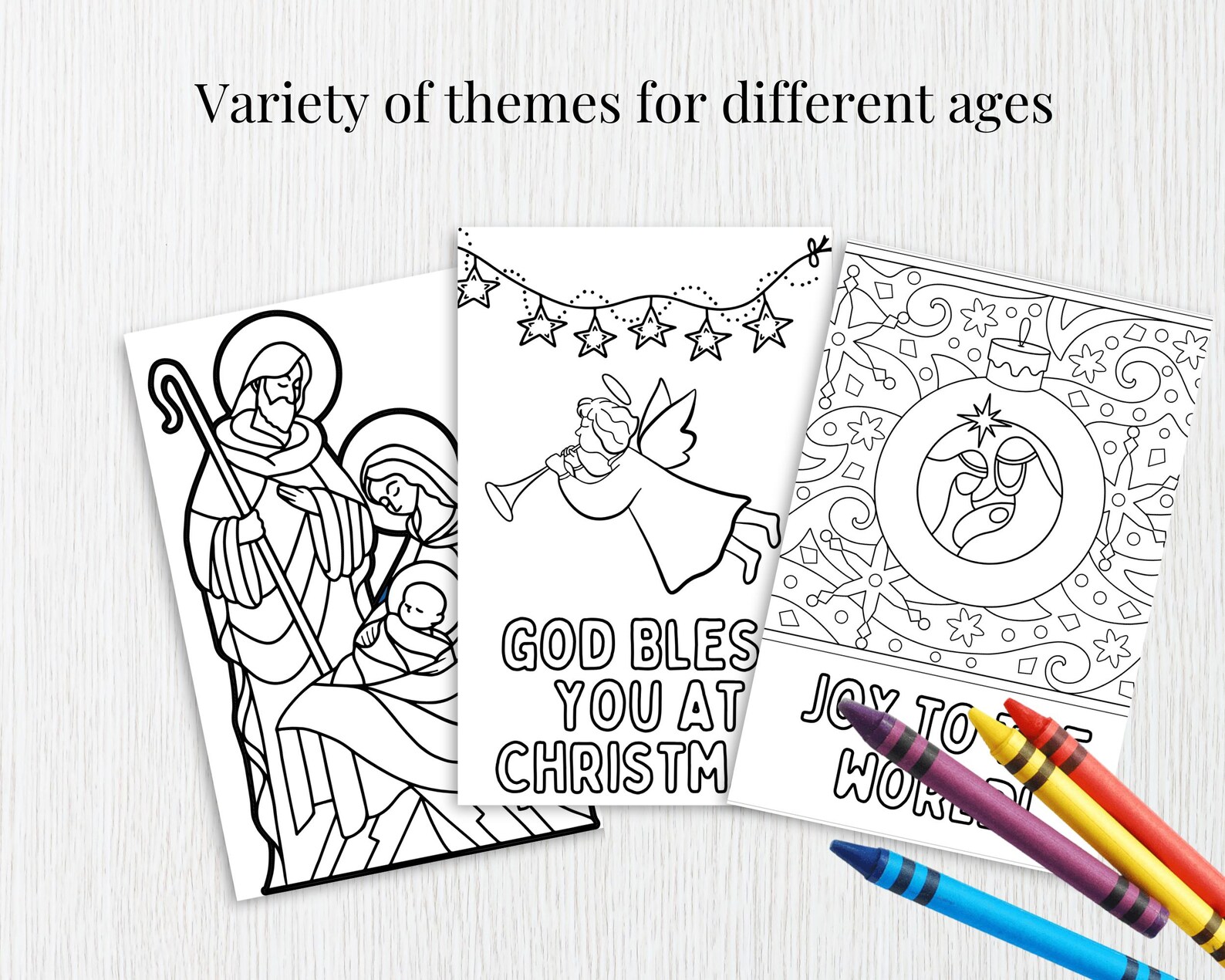 Christian Christmas Coloring Card, Printable Coloring Christmas Card ...