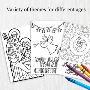 Christian Christmas Coloring Card, Printable Coloring Christmas Card ...