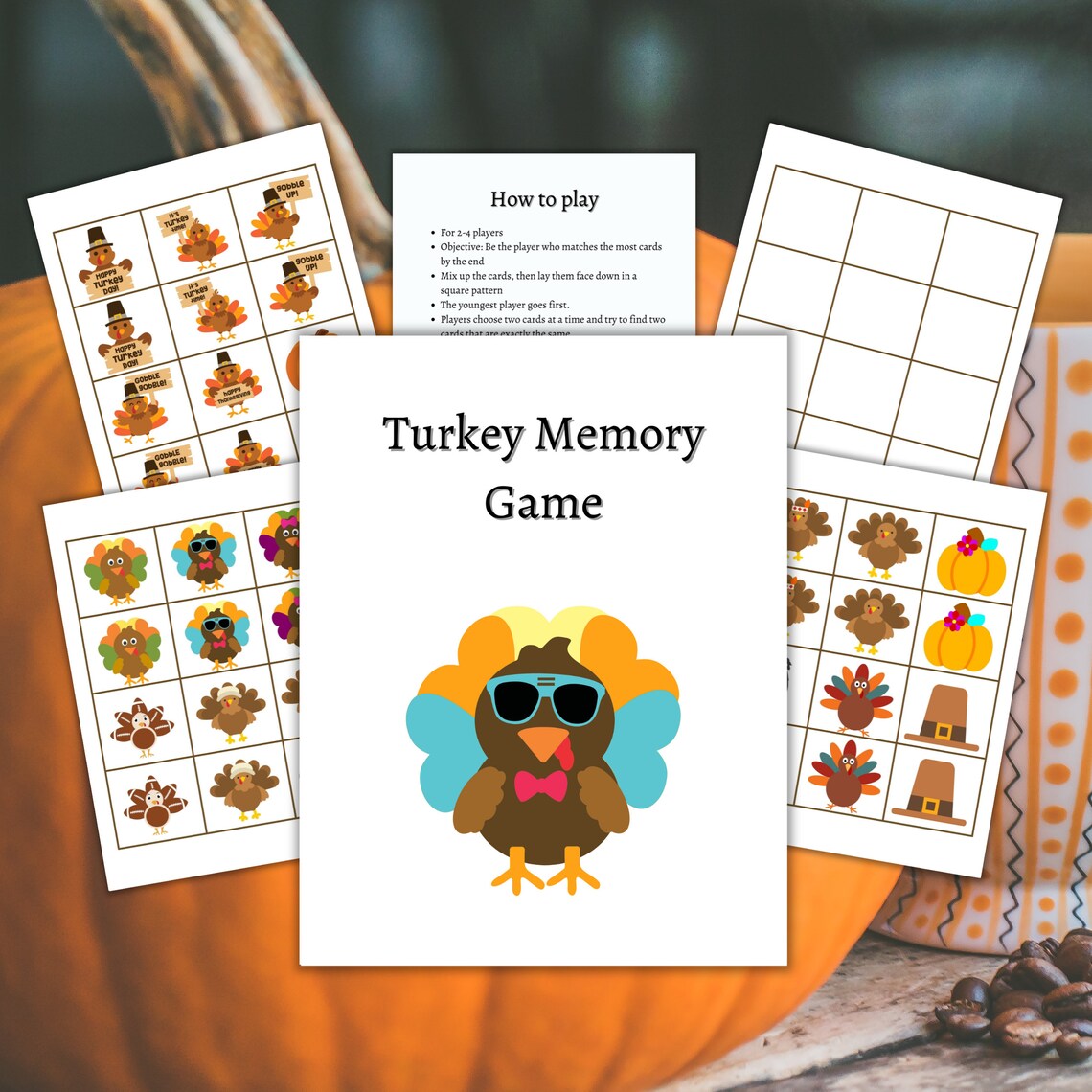 Thanksgiving Memory Game Printable, Friendsgiving, Thanksgiving Games ...