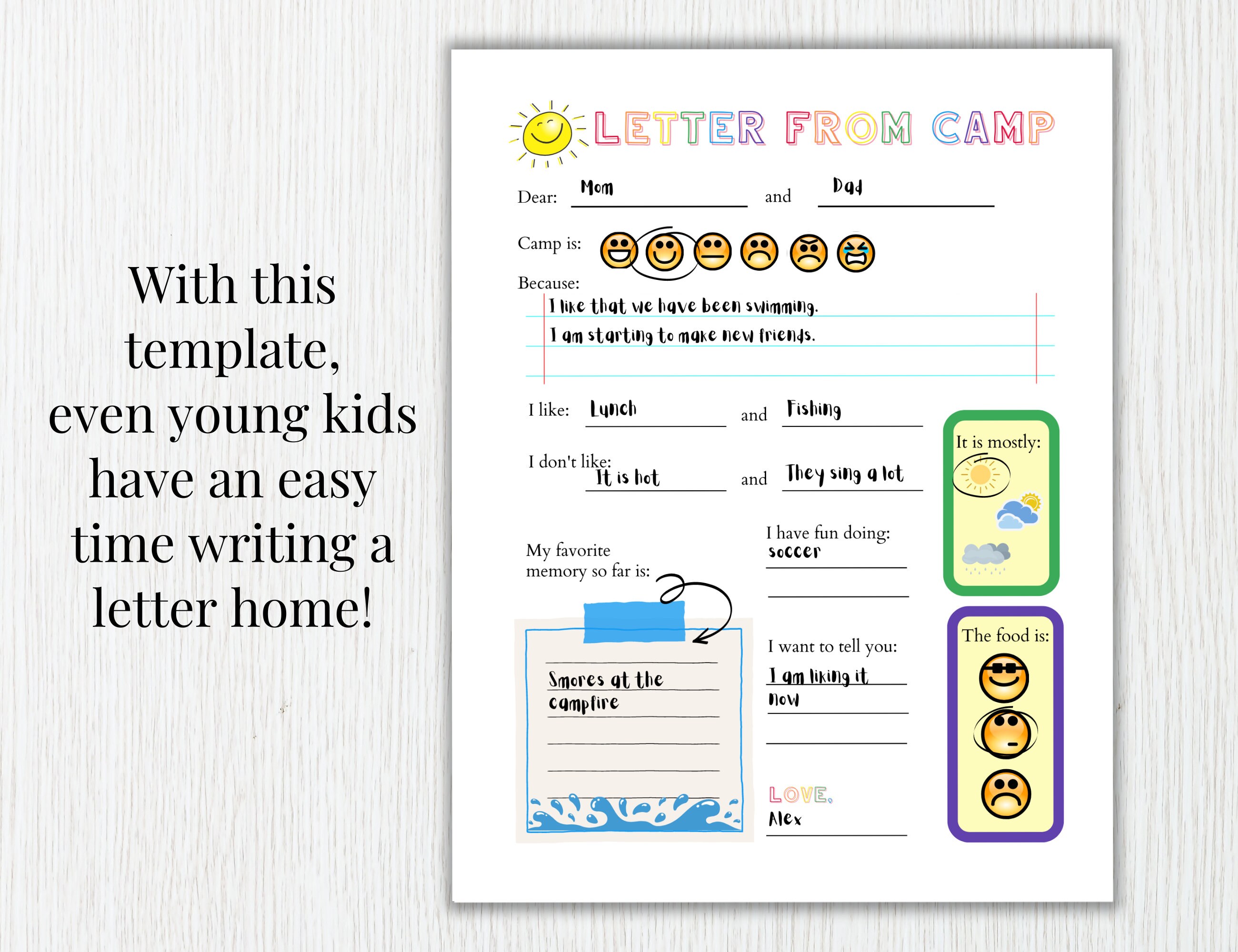 Letter From Camp Printable, Summer Camp Stationery for Kids, Summer ...