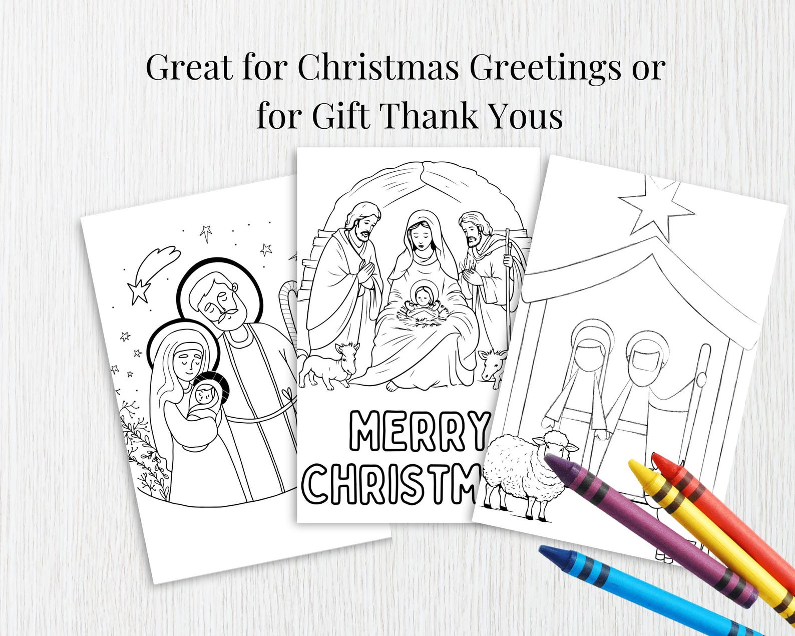 Christian Christmas Coloring Card, Printable Coloring Christmas Card ...