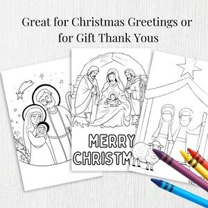Christian Christmas Coloring Card, Printable Coloring Christmas Card ...